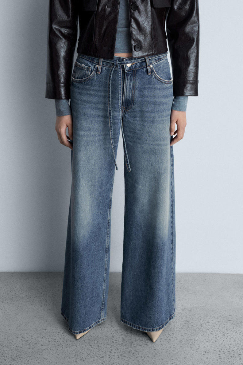 Mango wide leg jeans medium blue denim | wehkamp