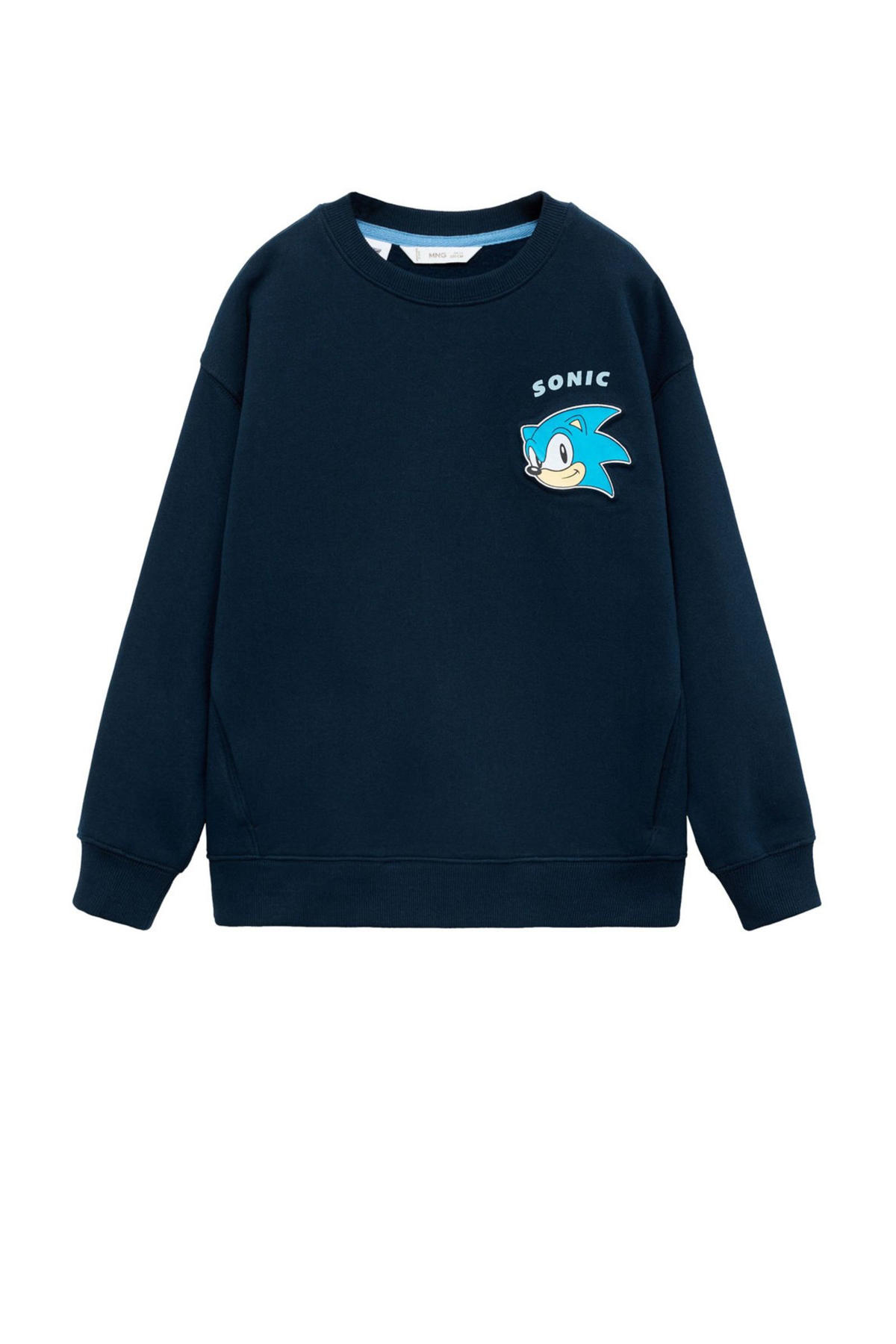 Mango Kids Sonic sweater met backprint marine | wehkamp