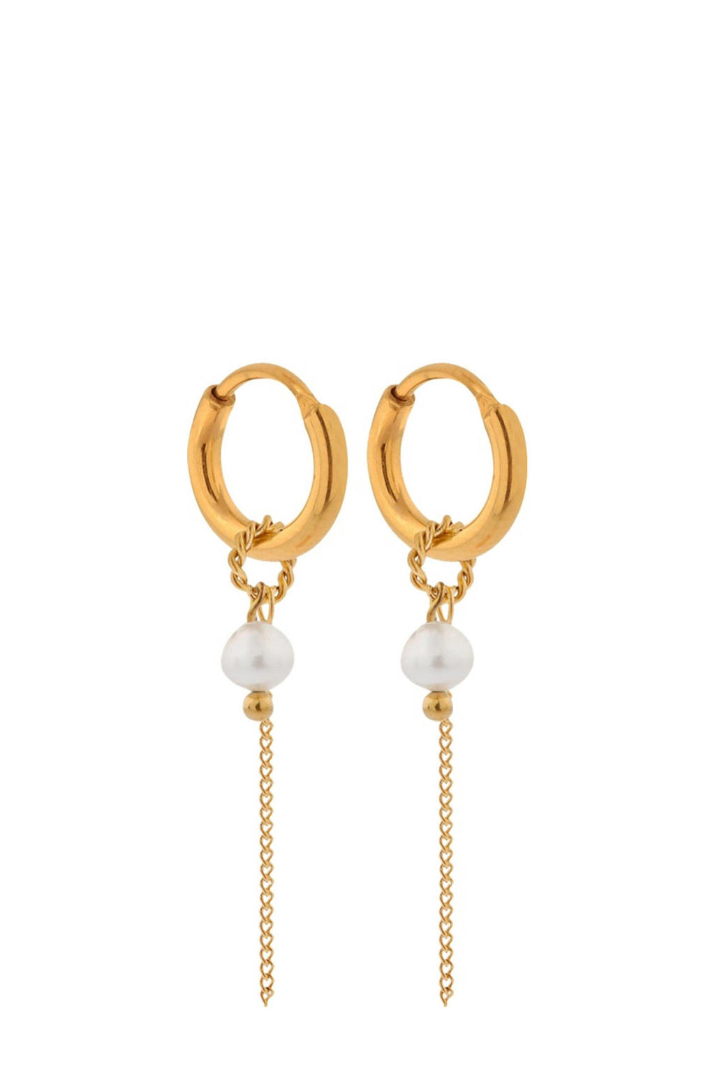 Label Kiki gold plated oorbellen Pearl Chain Hoops | wehkamp