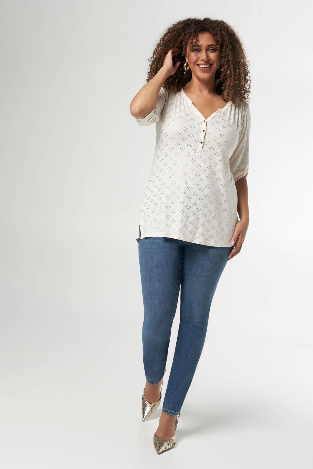 MS Mode top met grafische print creme | wehkamp