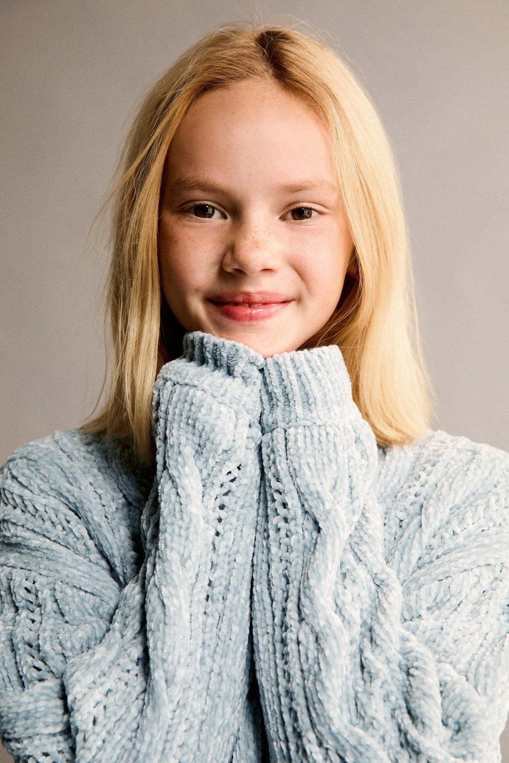 Mango Kids trui grijs grof gebreid | wehkamp