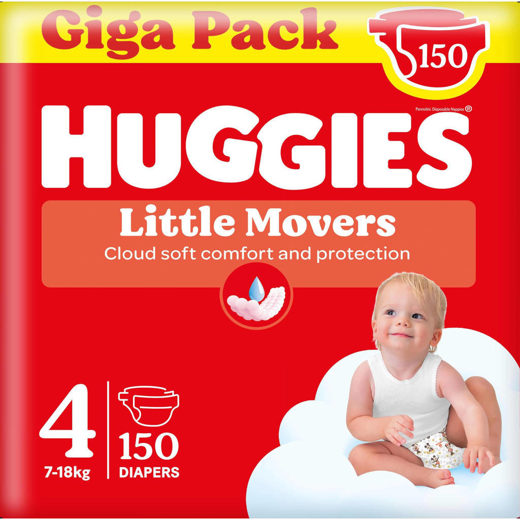 Huggies Little Movers Luiers - maat 4 (7 - 18 kg) - 150 stuks | wehkamp