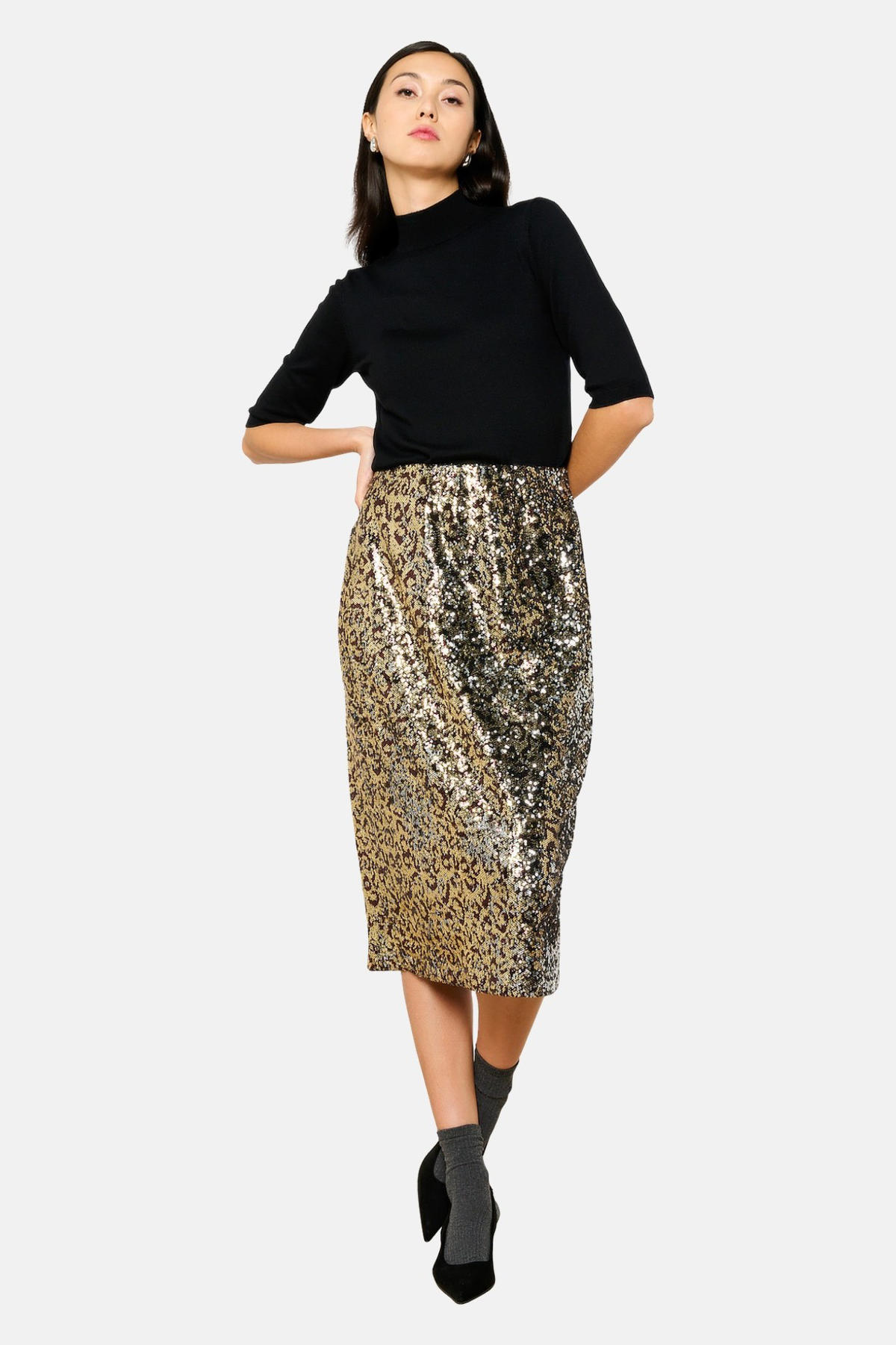 LOLALIZA exclusive midi rok goud | wehkamp