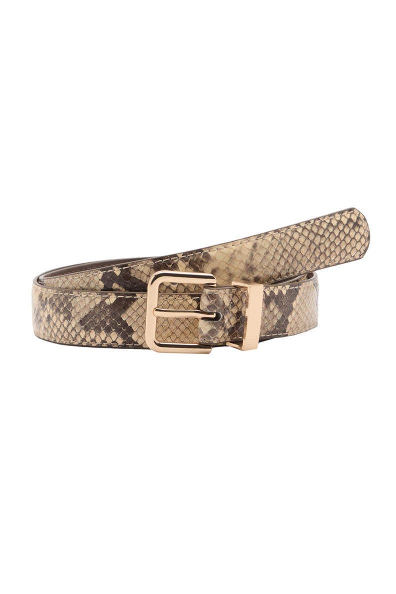 Mango riem met slangenprint beige | wehkamp