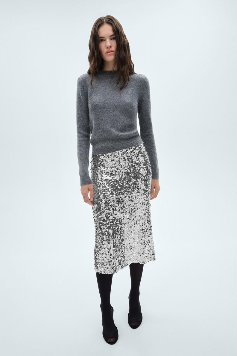 Mango midi rok pailletten zilver | wehkamp