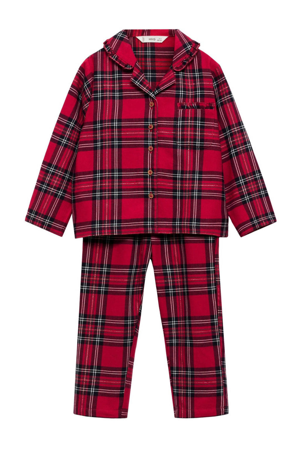 Mango Kids geruite pyjama rood/zwart/wit | wehkamp