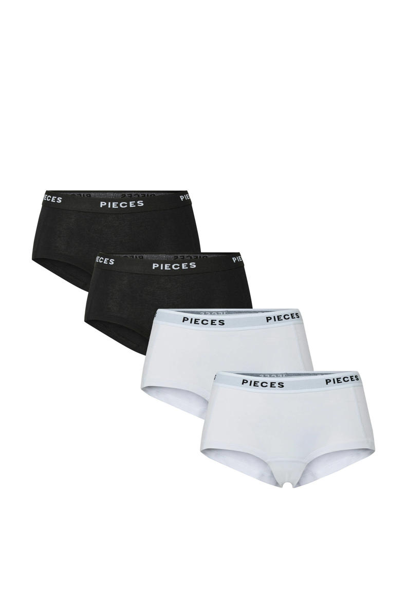 PIECES short PCLOGO (set van 4) zwart/wit | wehkamp
