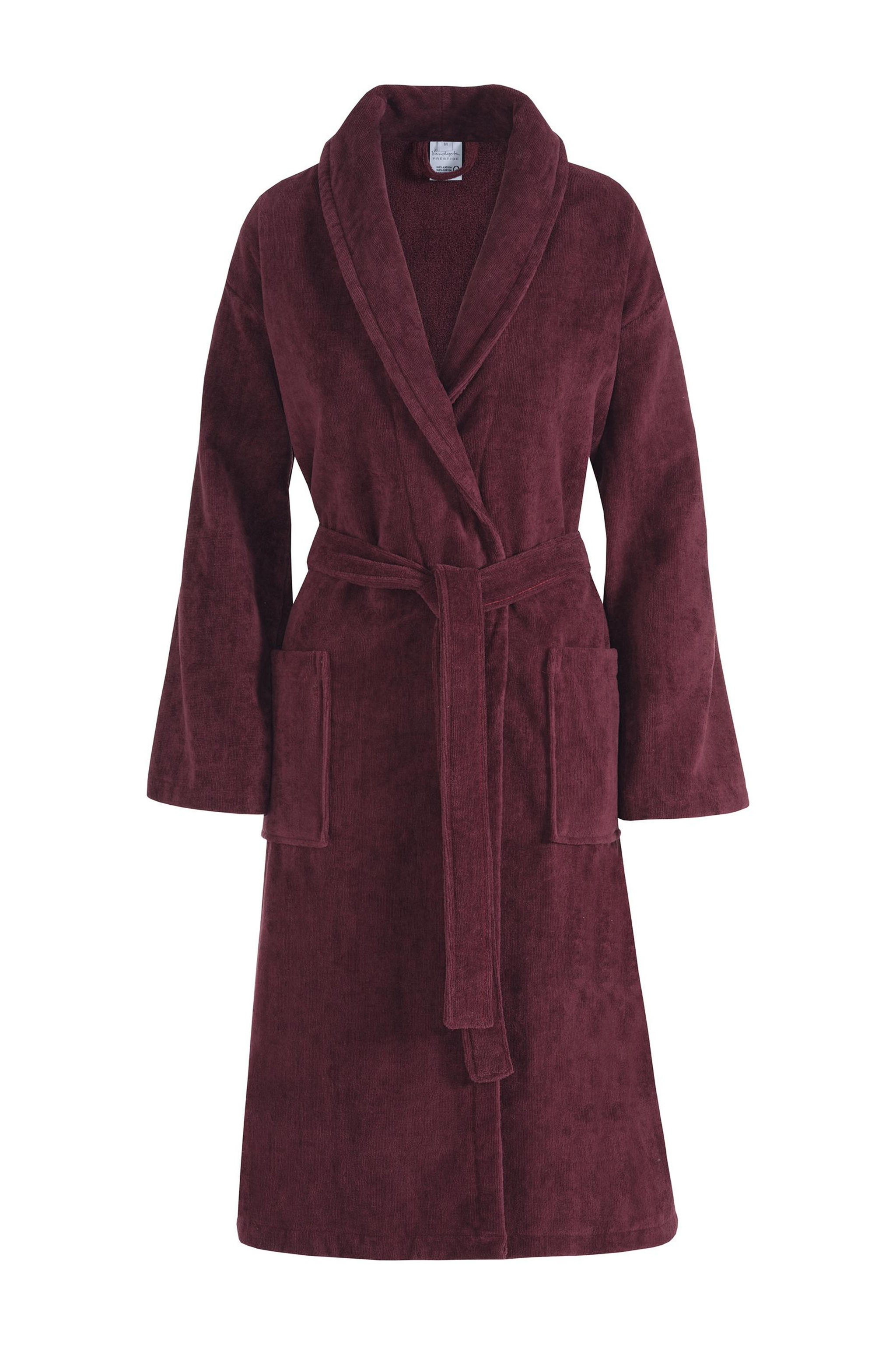 Vandyck velours badjas Prestige donkerrood | wehkamp