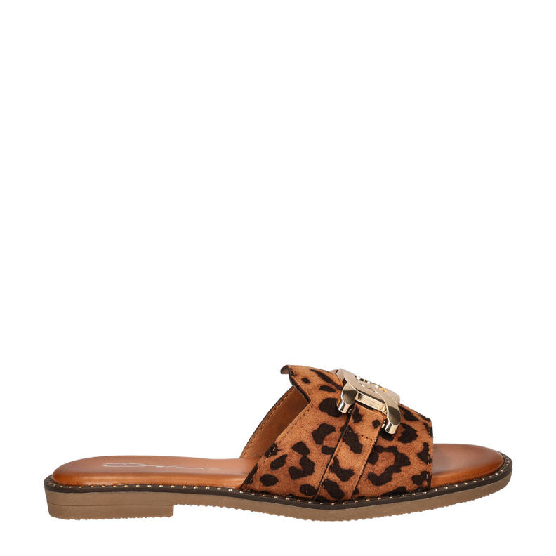 Dolcis slippers met panterprint cognac/zwart | wehkamp