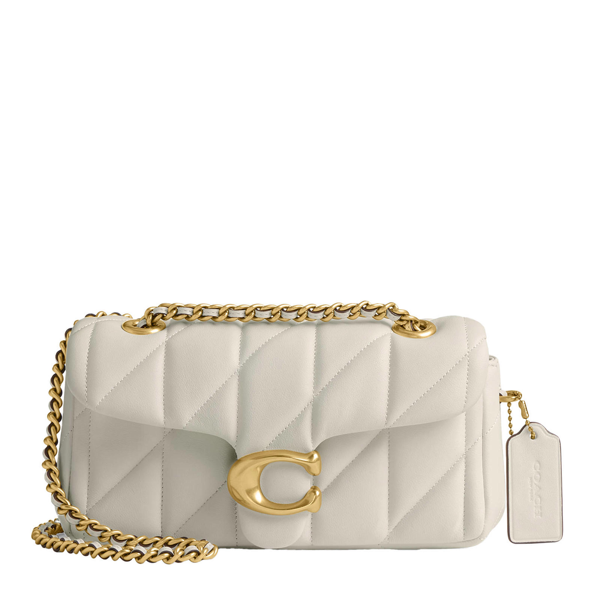 Coach doorgestikte leren schoudertas Tabby 20 ecru | wehkamp