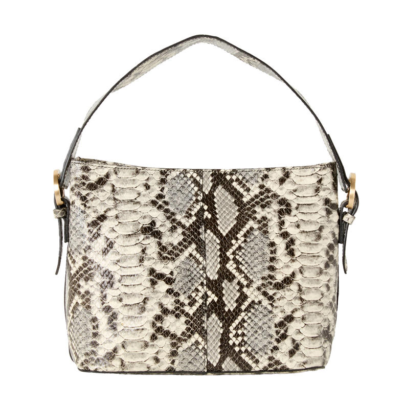 Fred de la Bretoniere leren crossbody tas met slangenprint LINDI beige ...