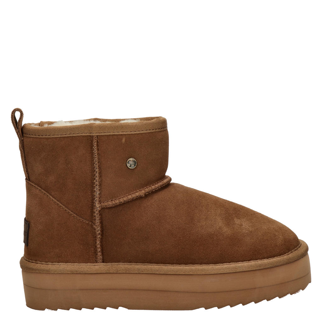 Warmbat Australia Wallaby Plateau gevoerde suède enkelboots cognac ...