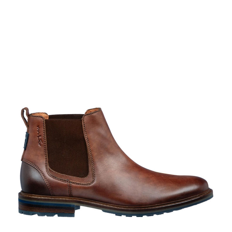 Van Lier leren chelsea boots cognac | wehkamp