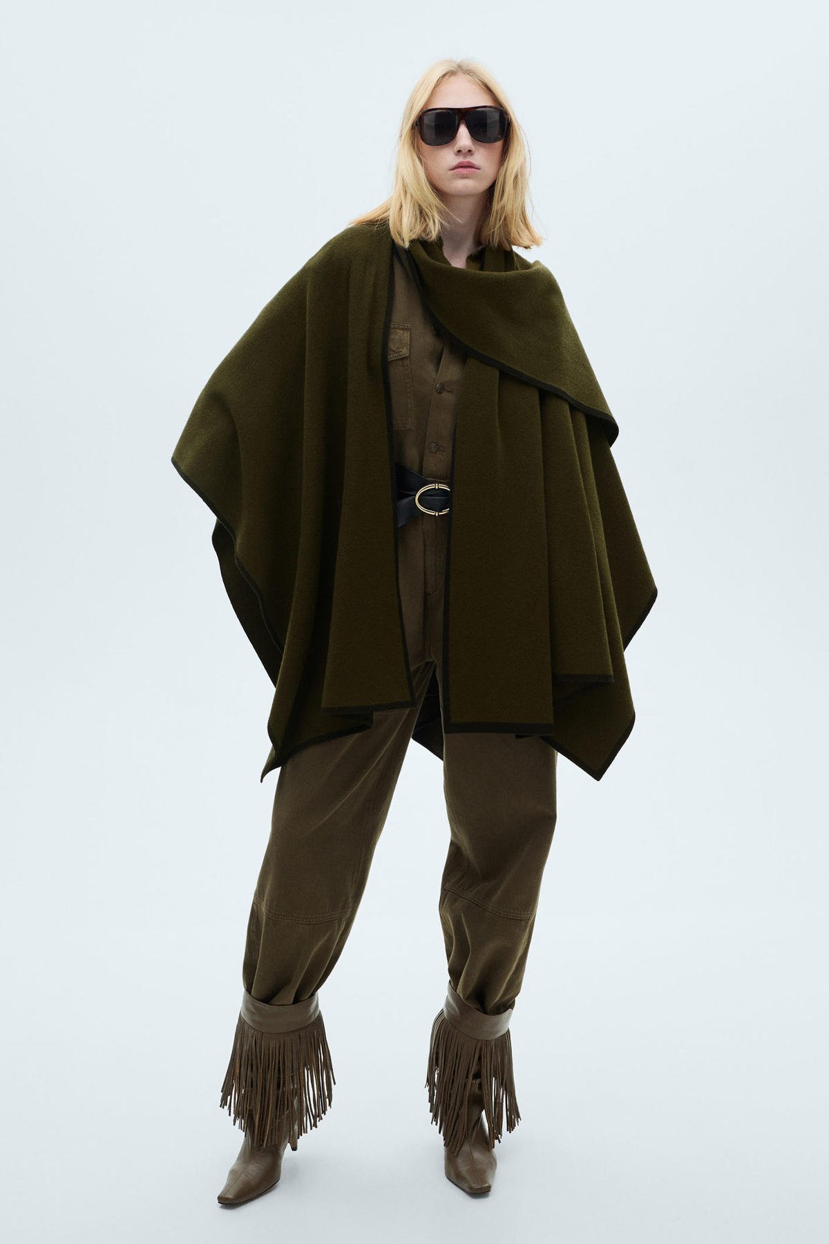 Mango gebreid ponchovest donkergroen | wehkamp