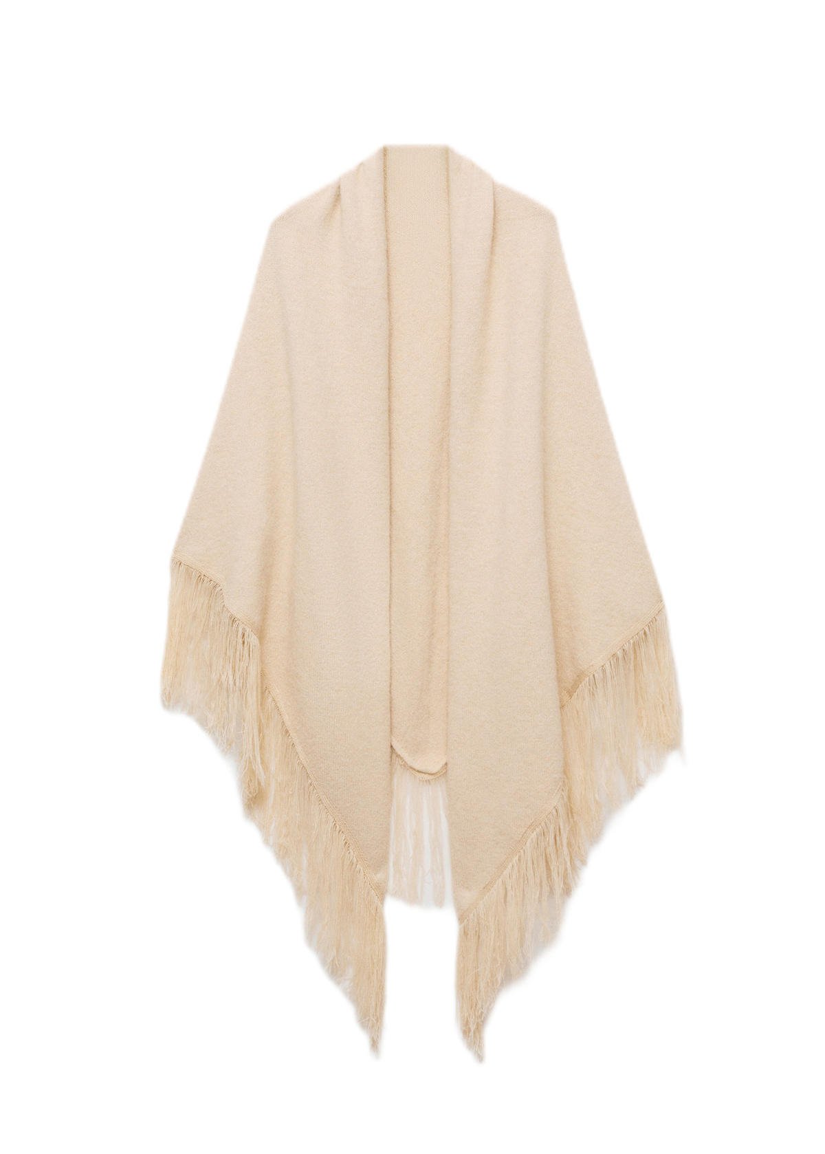 Mango poncho met franjes beige | wehkamp