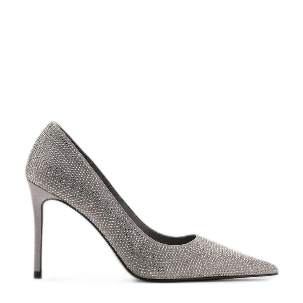 Mango pumps met strass zilver | wehkamp