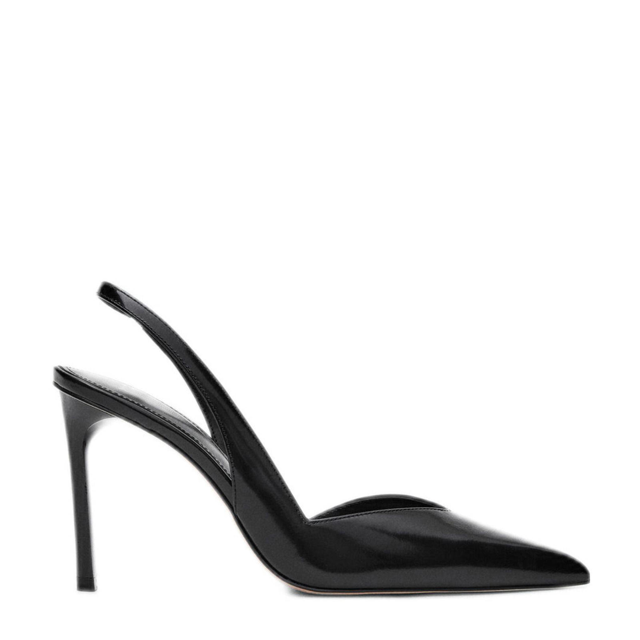 Mango leren slingback pumps zwart | wehkamp