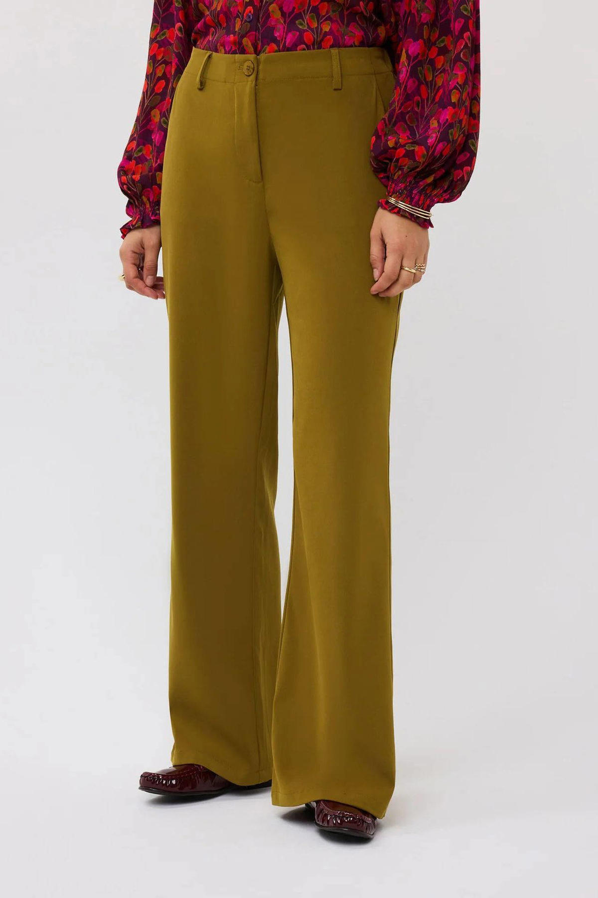 Ydence wide leg tall pantalon olijfgroen | wehkamp