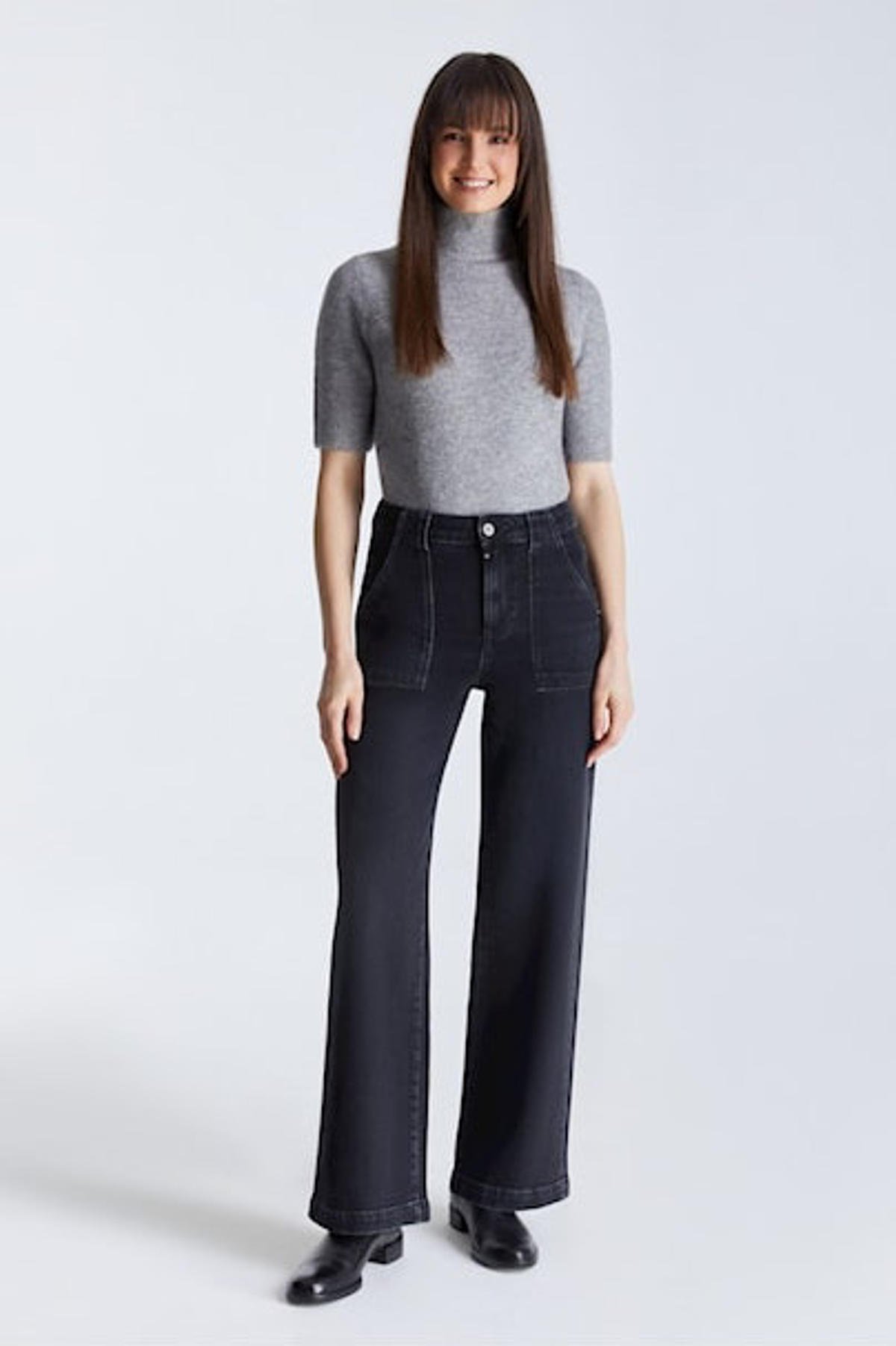 Cup of Joe Denim high wide leg jeans black denim | wehkamp