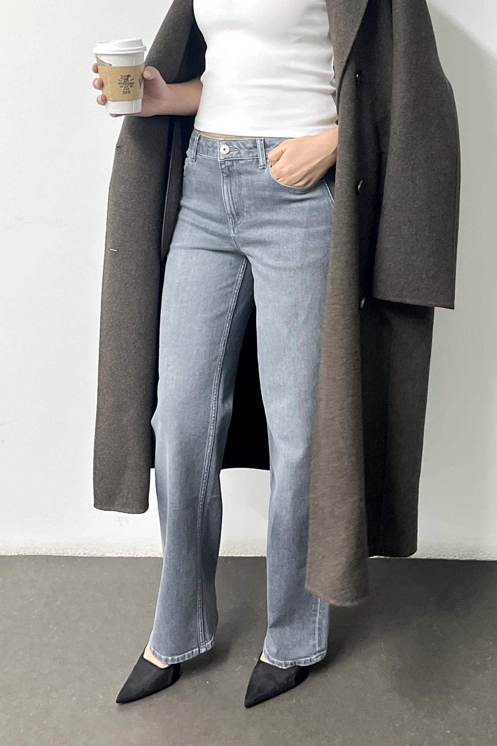 Cup of Joe Denim high straight leg jeans grey denim | wehkamp