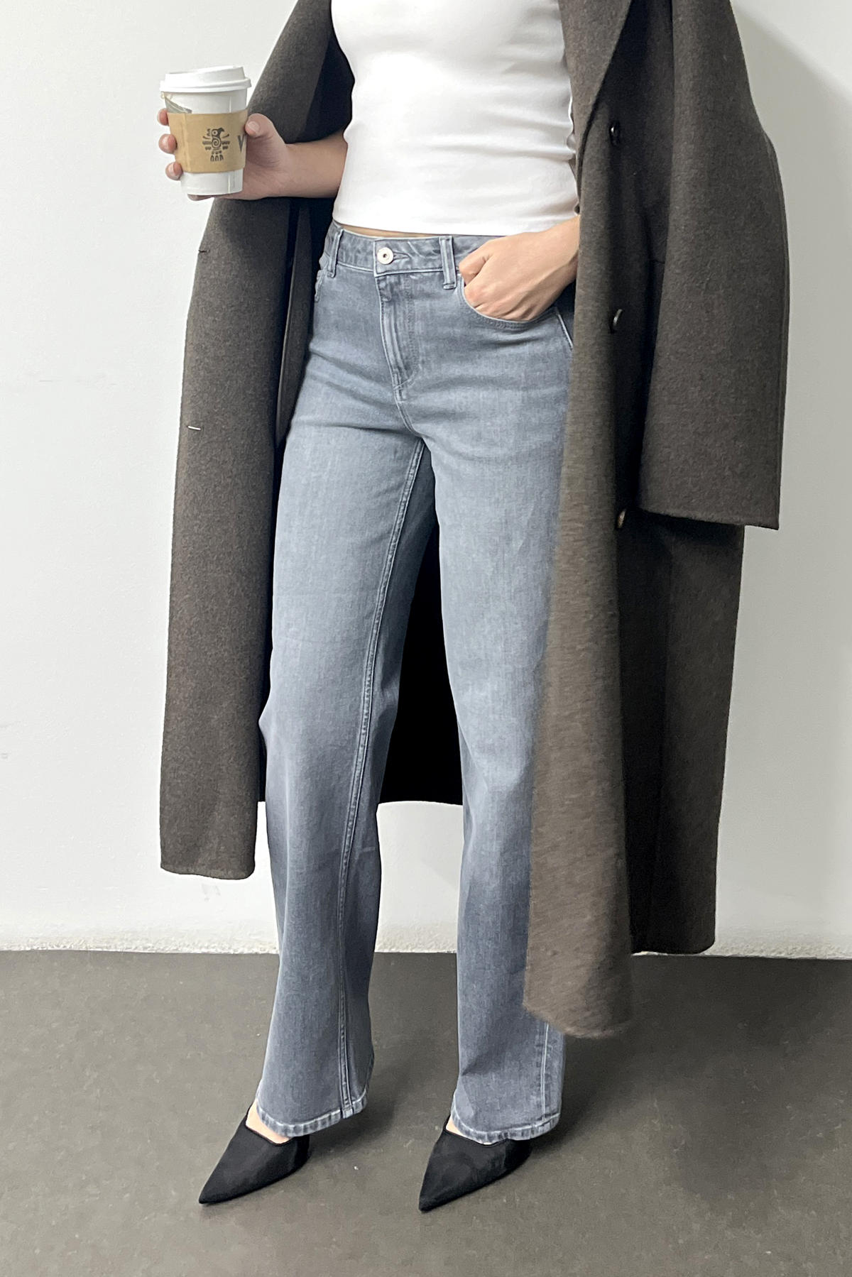 Cup of Joe Denim high straight leg jeans grey denim | wehkamp