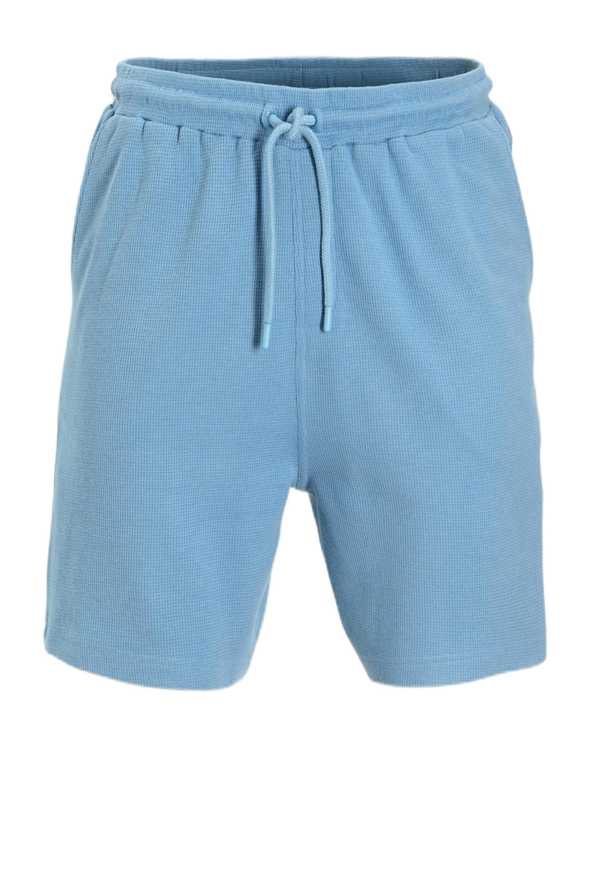 Anytime waffle short lichtblauw | wehkamp