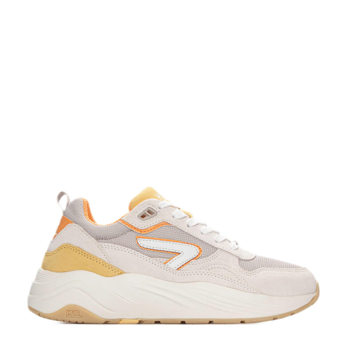 HUB Glide chunky suède sneakers beige/oranje | wehkamp