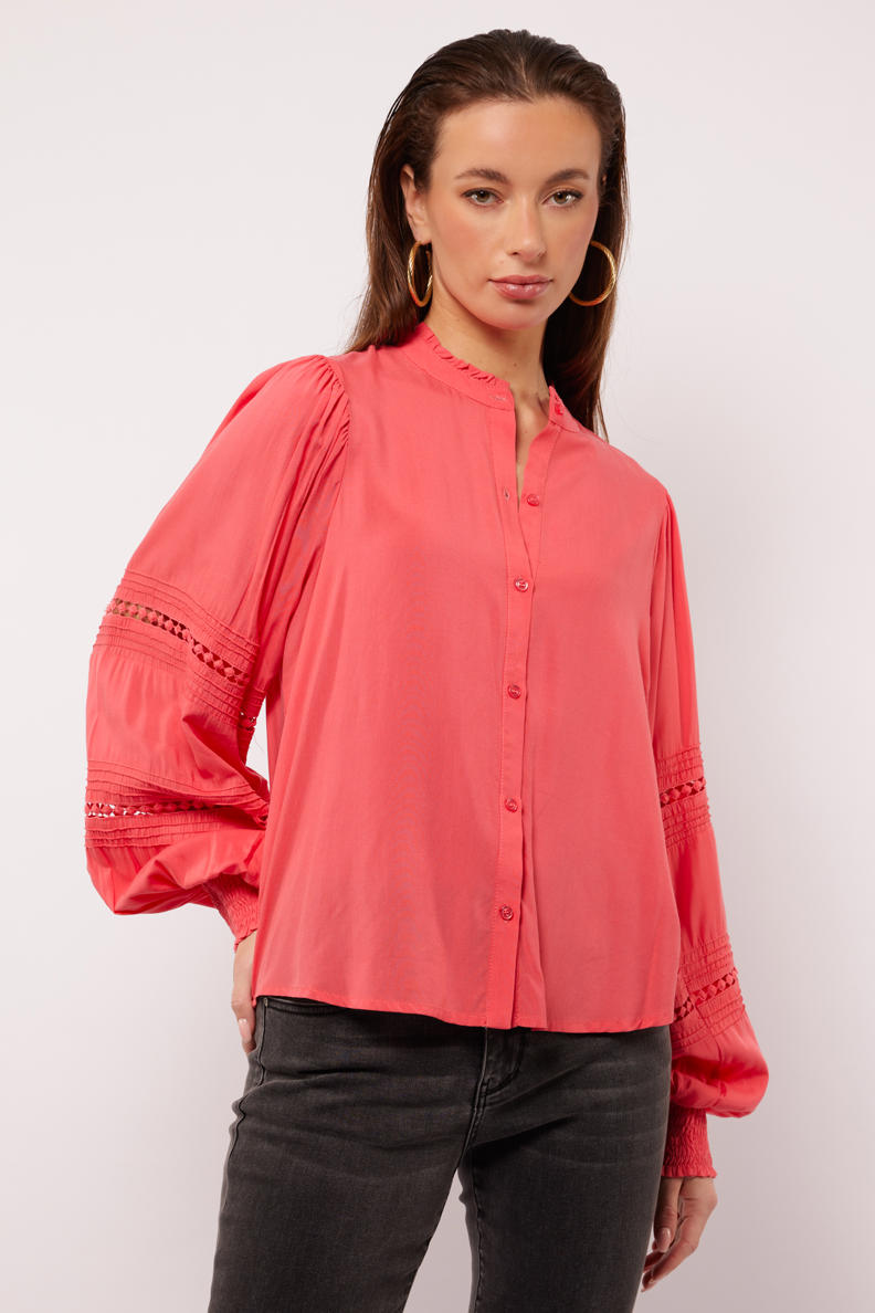 FLURESK blouse koraalrood broderie | wehkamp