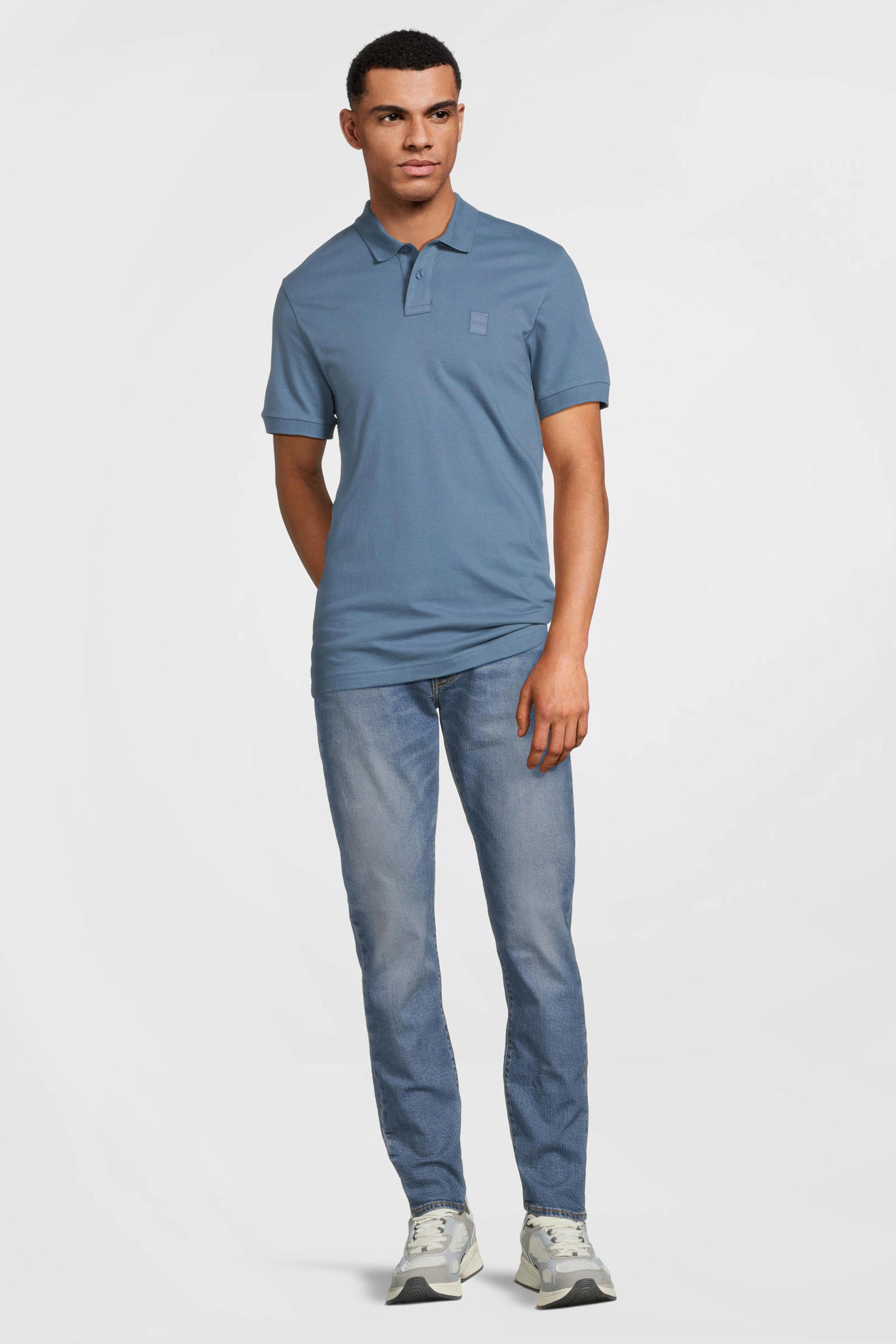 BOSS slim fit polo PASSENGER pastel blue | wehkamp