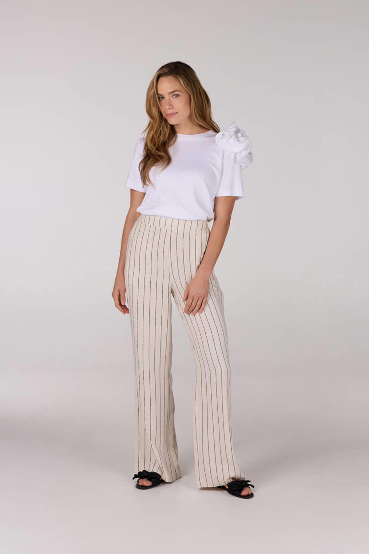 JANSEN Amsterdam wide leg regular waist casual broek ecru | wehkamp