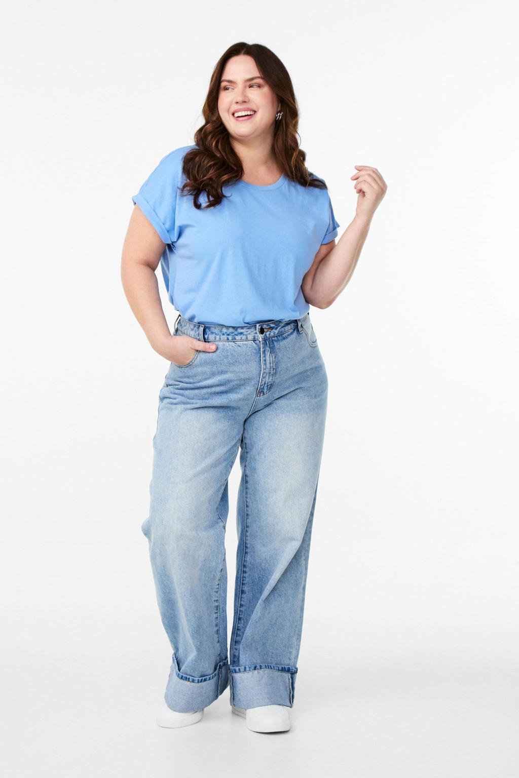 Zizzi T-shirt lichtblauw kopen? | Morgen in huis | wehkamp