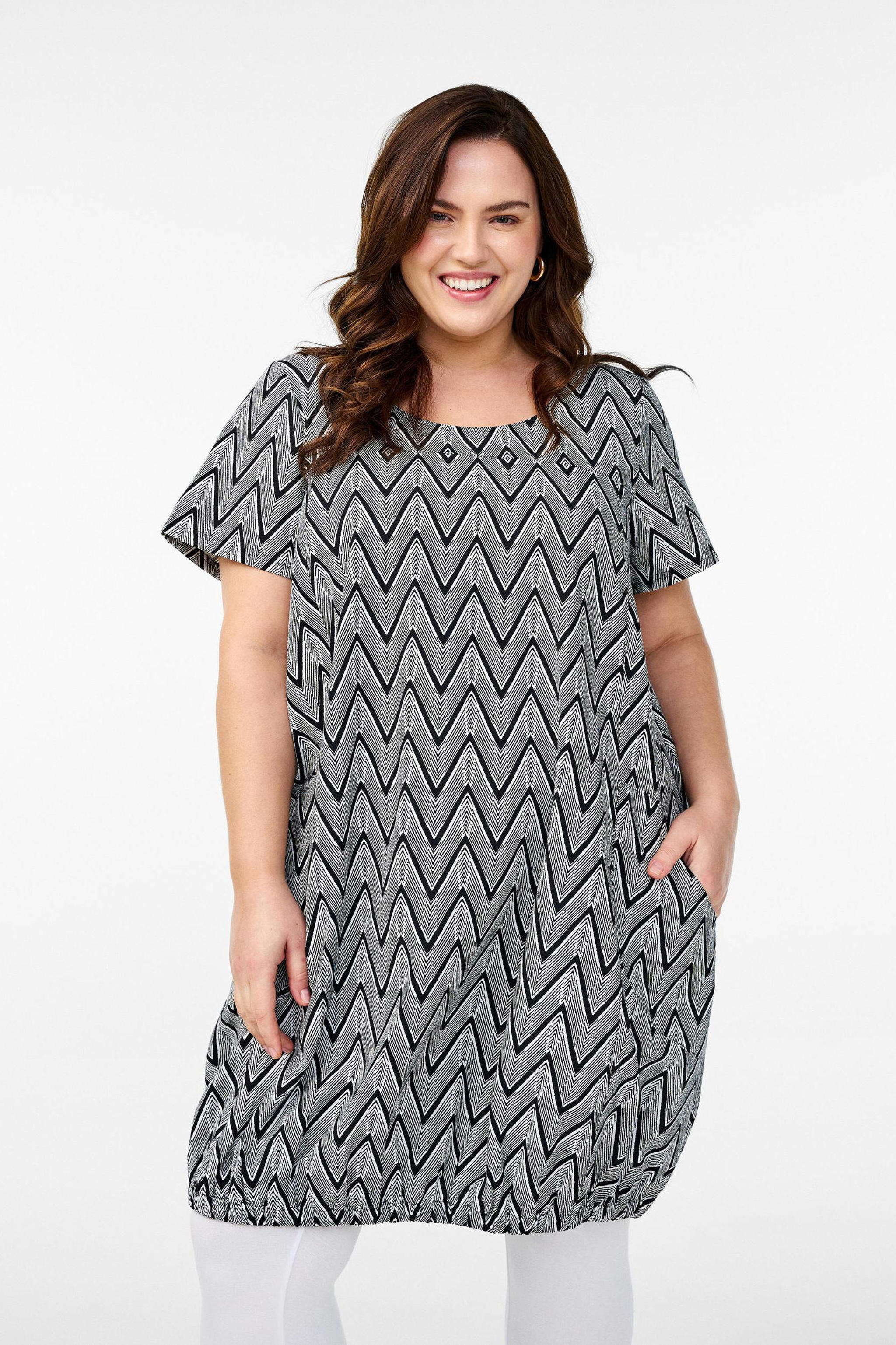 Zizzi t-shirtjurk korte jurk grijs | wehkamp