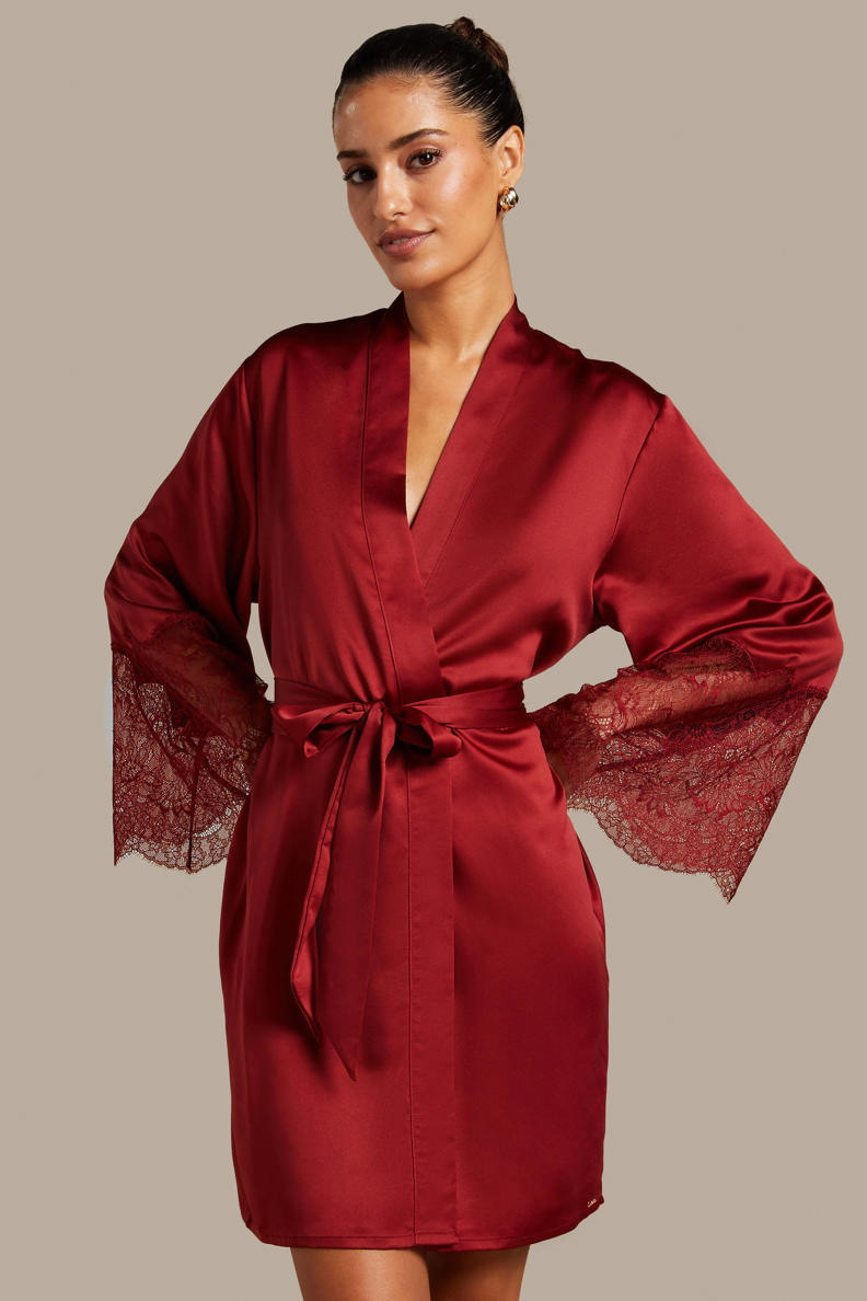 Hunkemöller satijnen kimono Camille rood | wehkamp