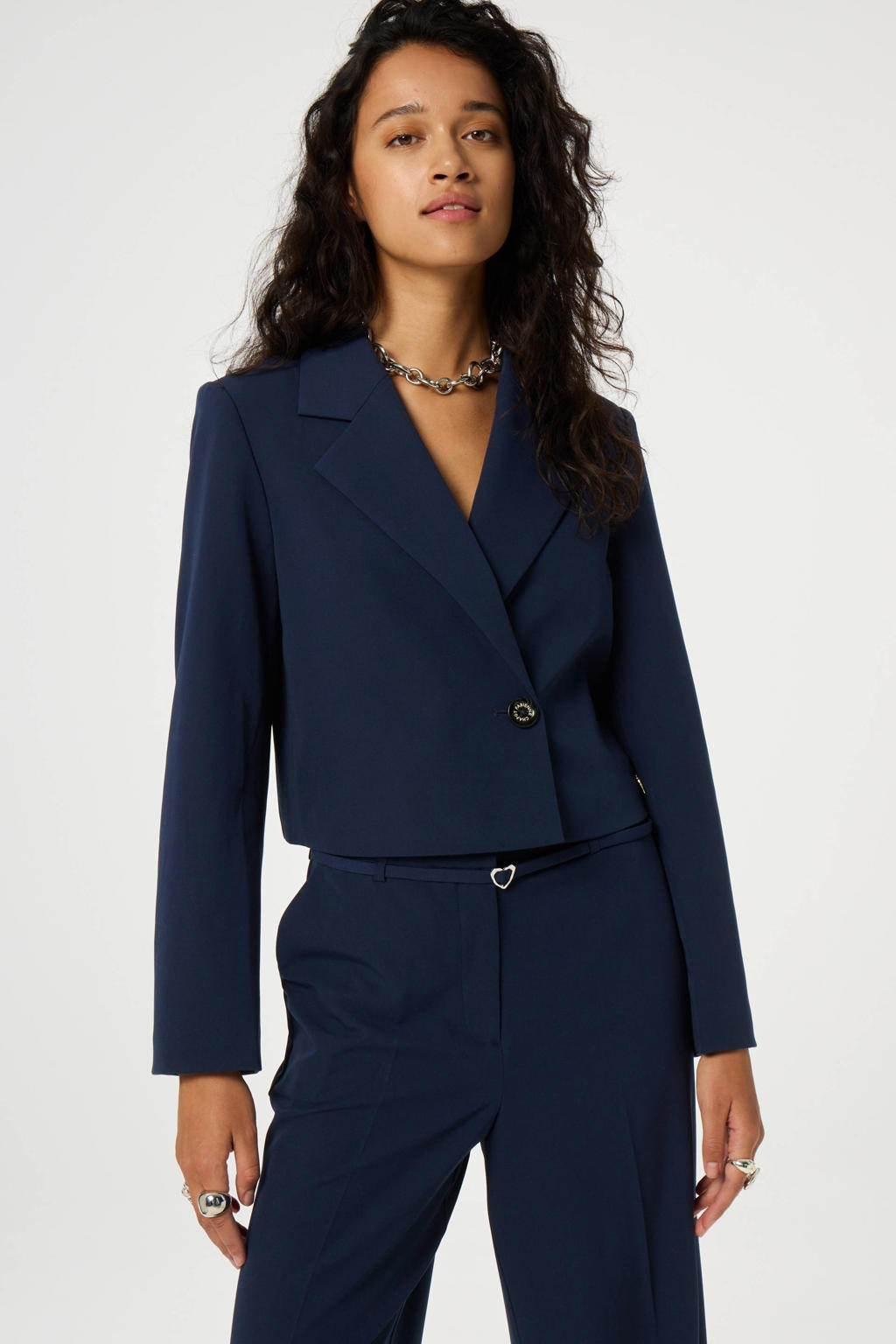 Fabienne Chapot cropped blazer donkerblauw | wehkamp