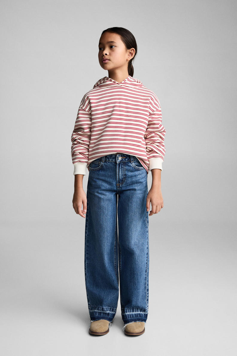 Mango Kids wide leg regular waist jeans medium blue denim | wehkamp