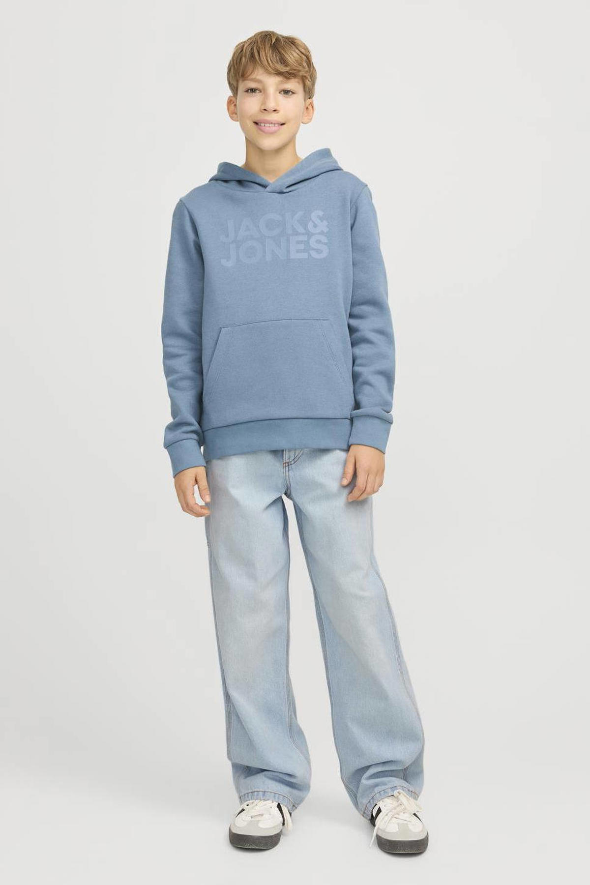 JACK & JONES JUNIOR high waist loose fit jeans light blue denim | wehkamp