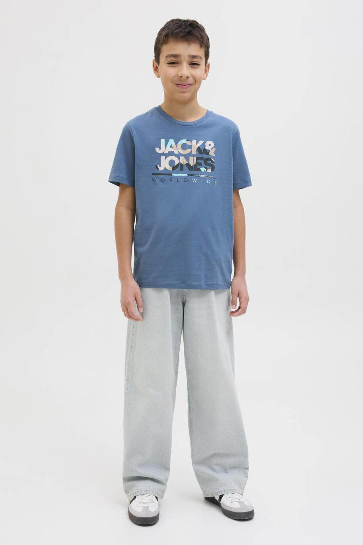 JACK & JONES JUNIOR high waist extra baggy fit jeans light blue denim ...