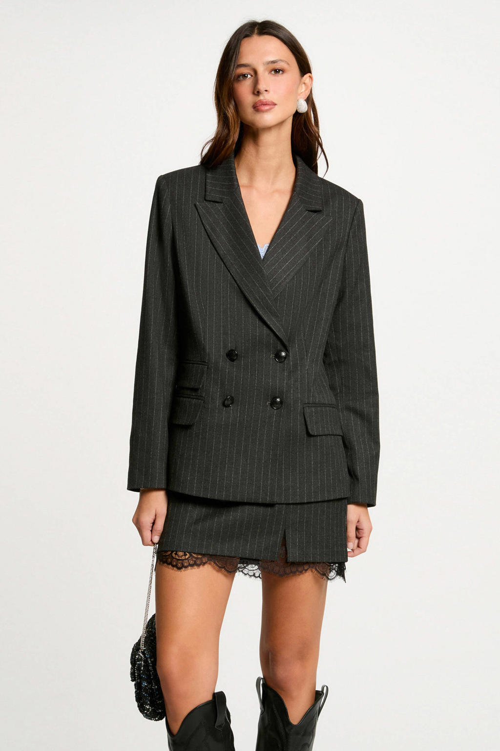 Morgan regular blazer antraciet | wehkamp