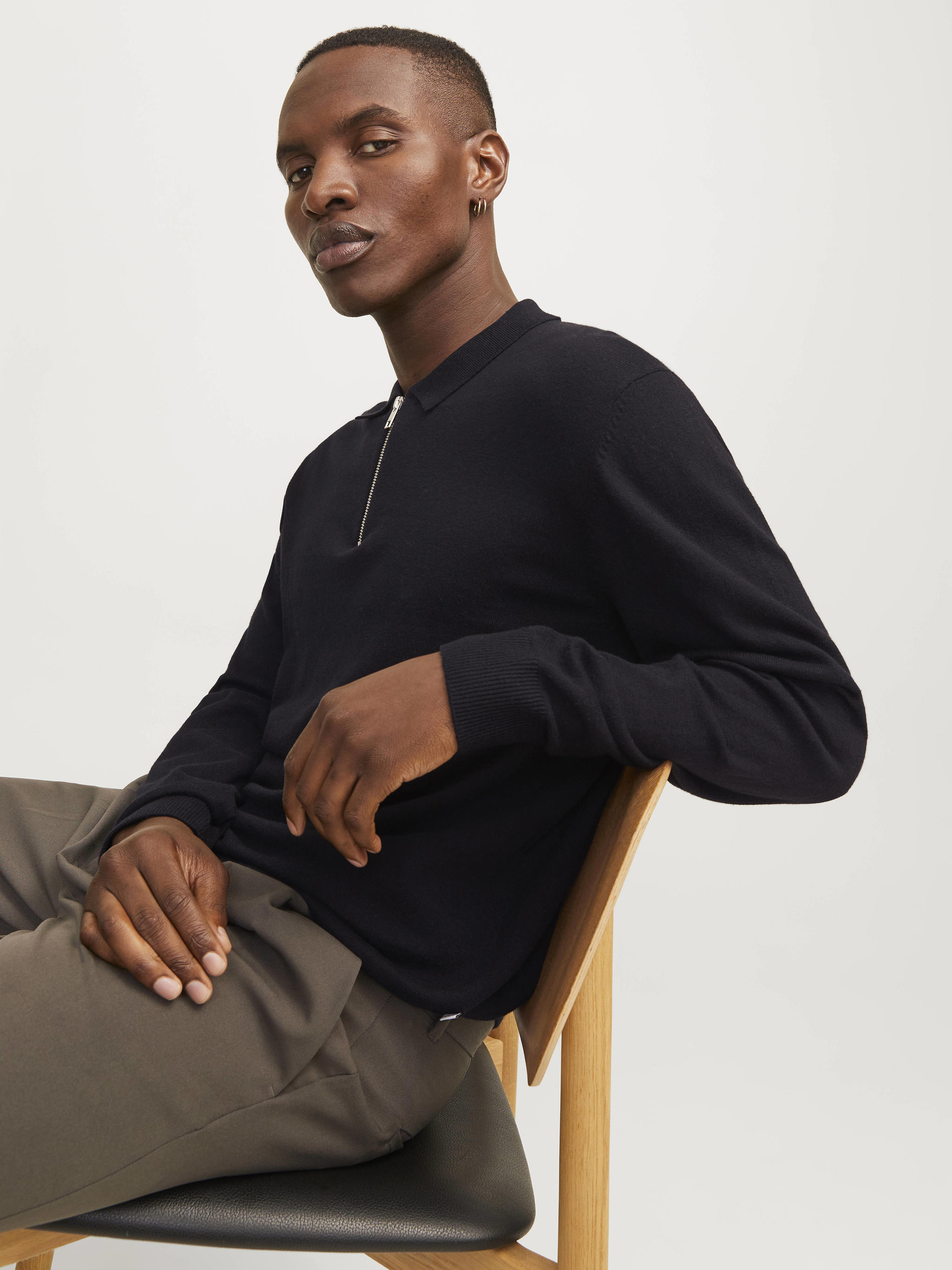 JACK & JONES ESSENTIALS trui fijn gebreid zwart | wehkamp