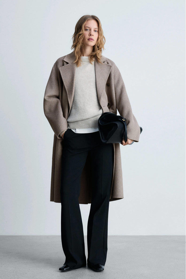 Mango oversized mantel lichtbruin | wehkamp