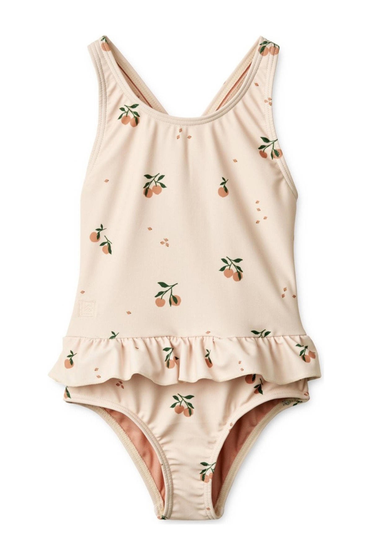 Liewood badpak Amara met ruches ecru/roze/groen | wehkamp