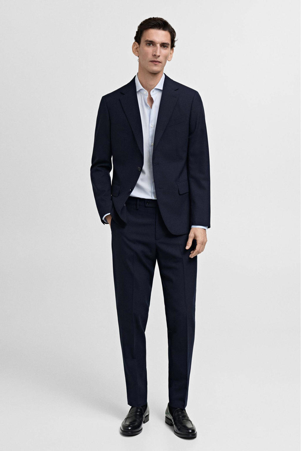 Mango Man zakelijk overhemd lichtblauw | wehkamp