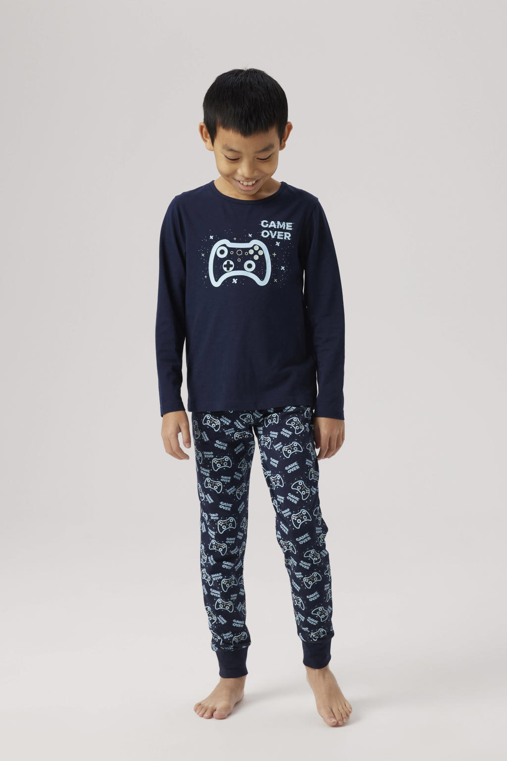 NAME IT KIDS pyjama met all over print donkerblauw/lichtblauw | wehkamp
