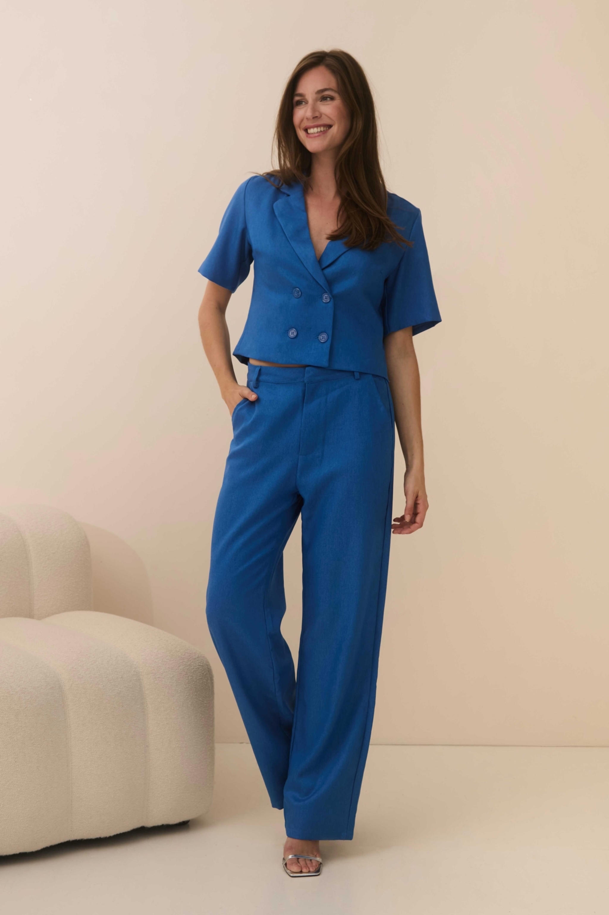 Lofty Manner wide leg regular waist pantalon blauw | wehkamp