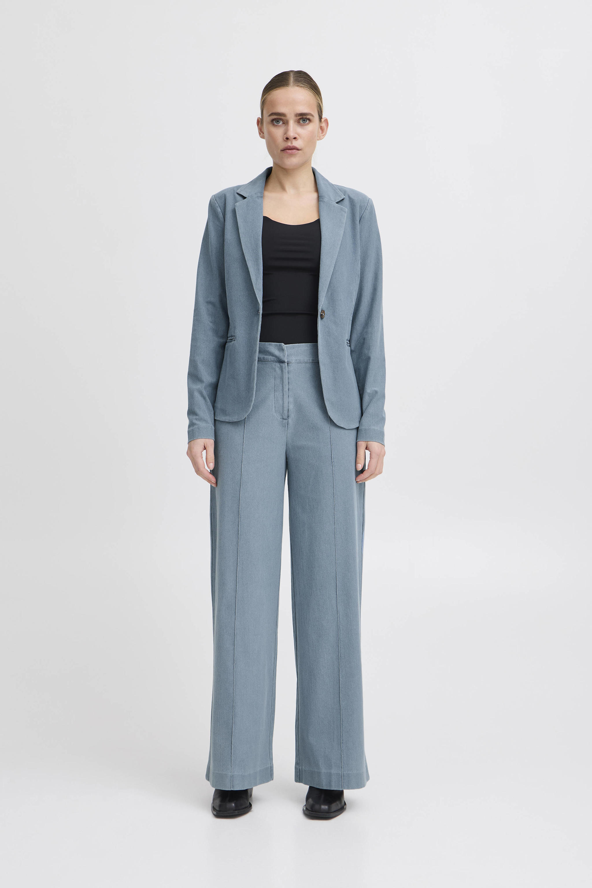 ICHI regular blazer light blue denim | wehkamp