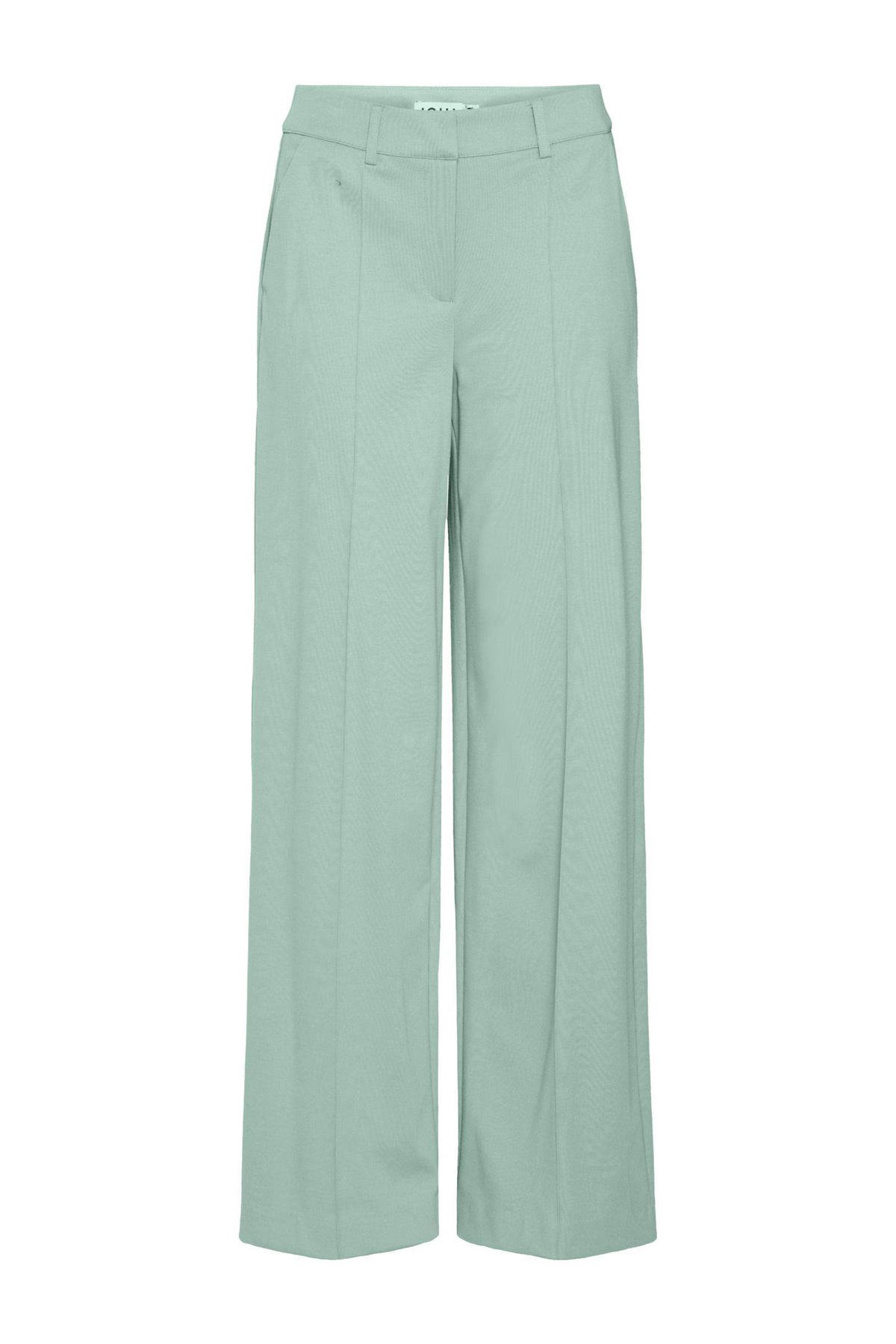 ICHI wide leg regular waist pantalon groen | wehkamp