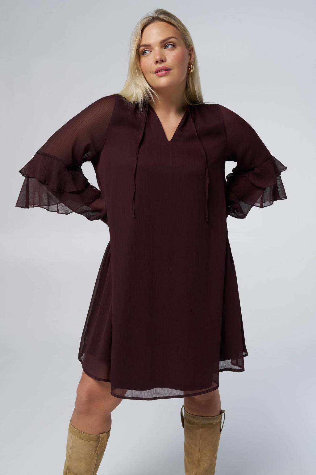 MS Mode A-lijn jurk donkerrood | wehkamp