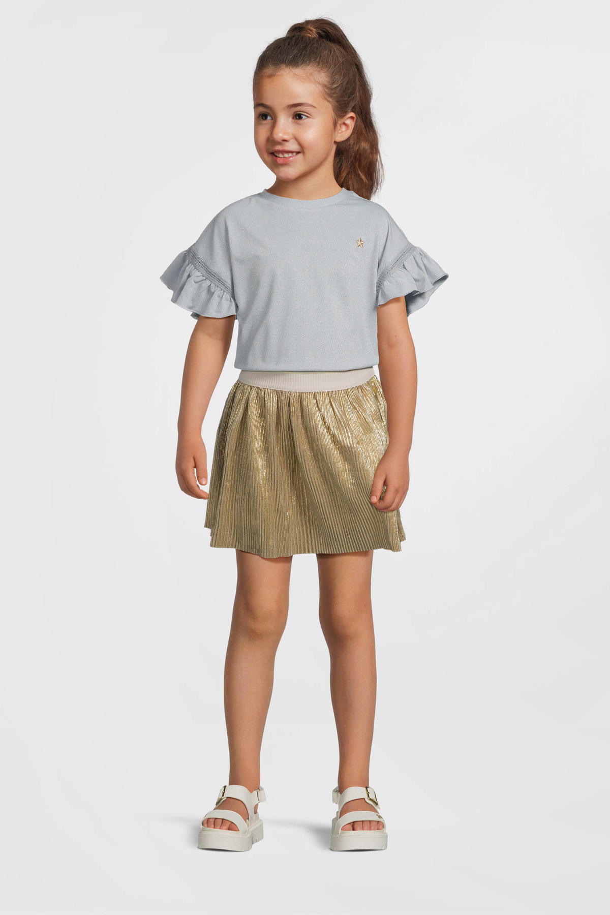 Like Flo midi jurk met glitter lichtblauw | wehkamp