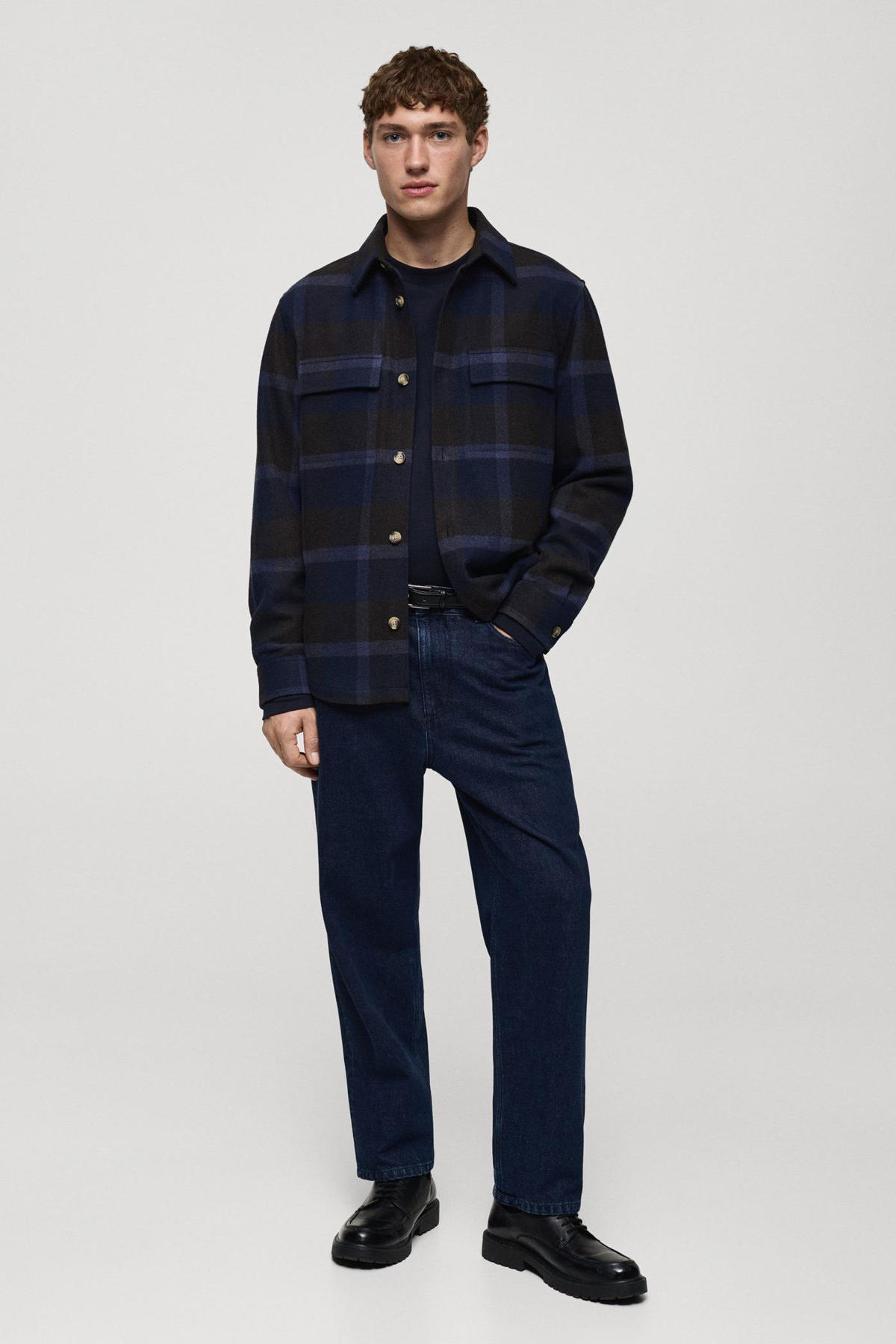Mango Man overshirt donkerblauw | wehkamp