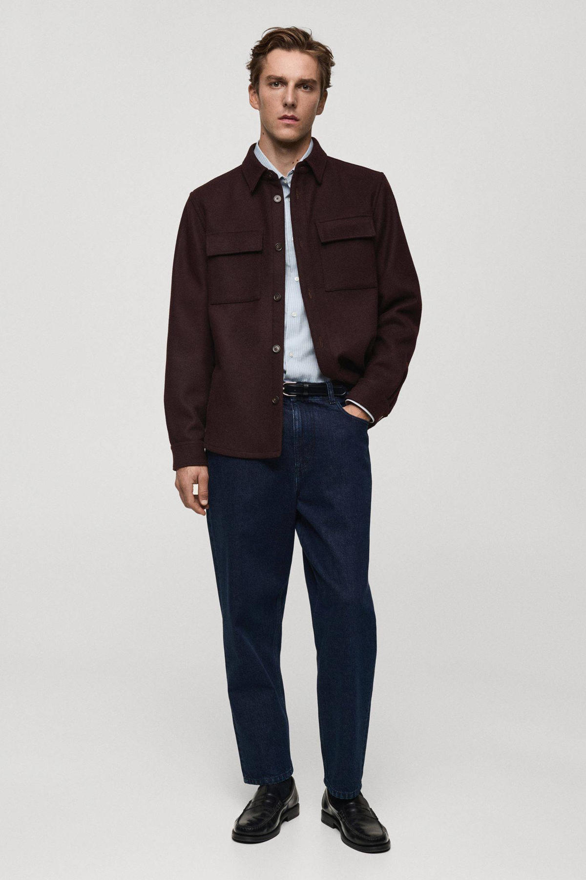 Mango Man overshirt donkerrood | wehkamp